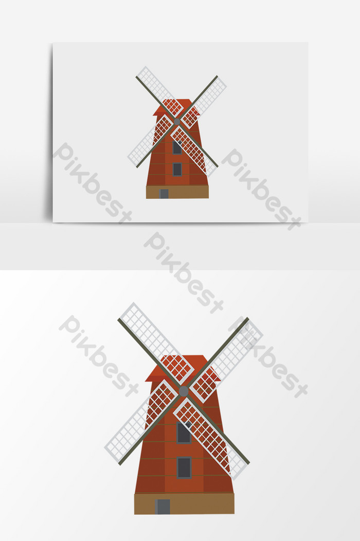 Cartoon Free Button Windmill House Illustration | PSD Free Download ...