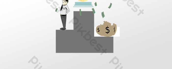 Drawing Financial Character Coin Wealth Illustration Element PNG Images ...