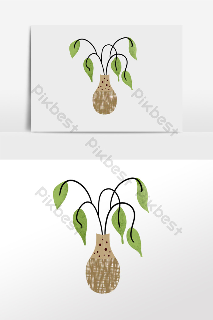 Simple Vase Leaf Vine Element Illustration | PSD Free Download - Pikbest