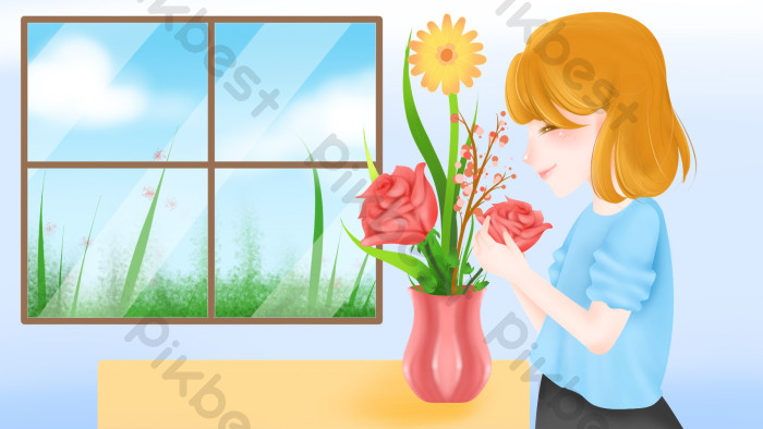Easy-to-use Mg Animation Illustration Character Flower Arrangement Girl ...